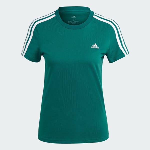 adidas Essentials Slim 3-Stripes Tee - Green - Colgan Sports