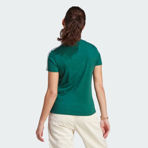 adidas Essentials Slim 3-Stripes Tee - Green - Colgan Sports
